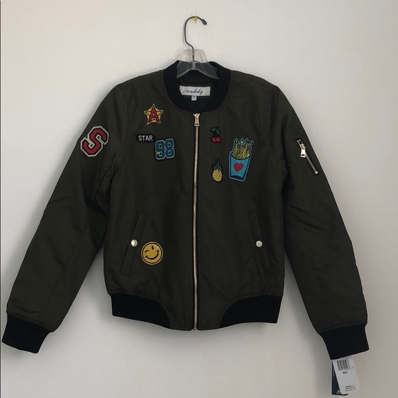 Sebby | Jackets & Coats | Sebby Patch Embellished Bomber Jacket | Poshmark